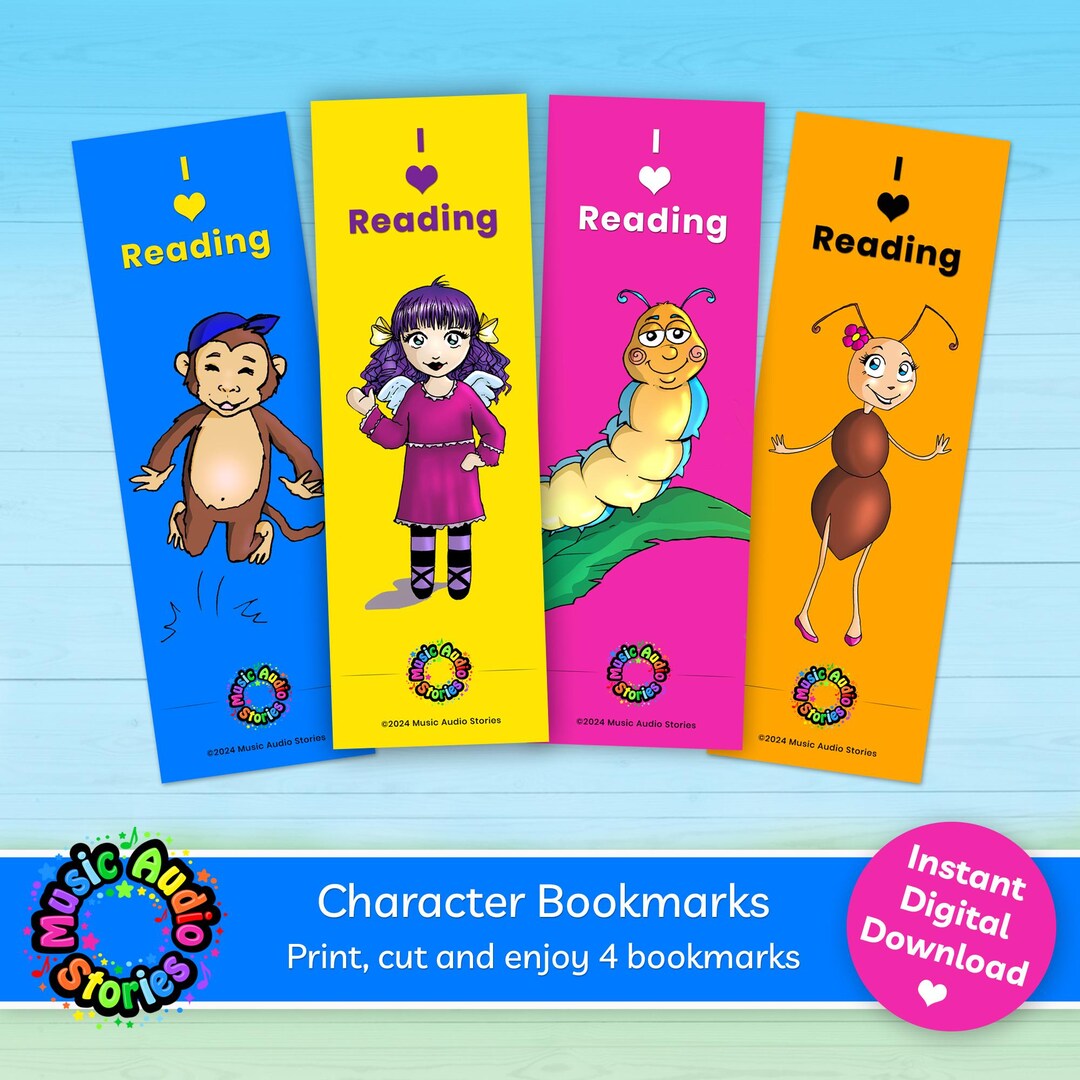 4 Printable Bookmarks | Doubled-sided Digital JPG Download Bookmark Set ...