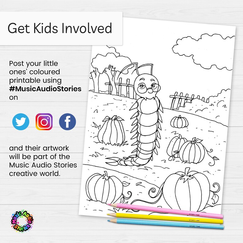 Autumn Centipede Colouring Page: Fun Kids Art Activity (A4 Digital ...