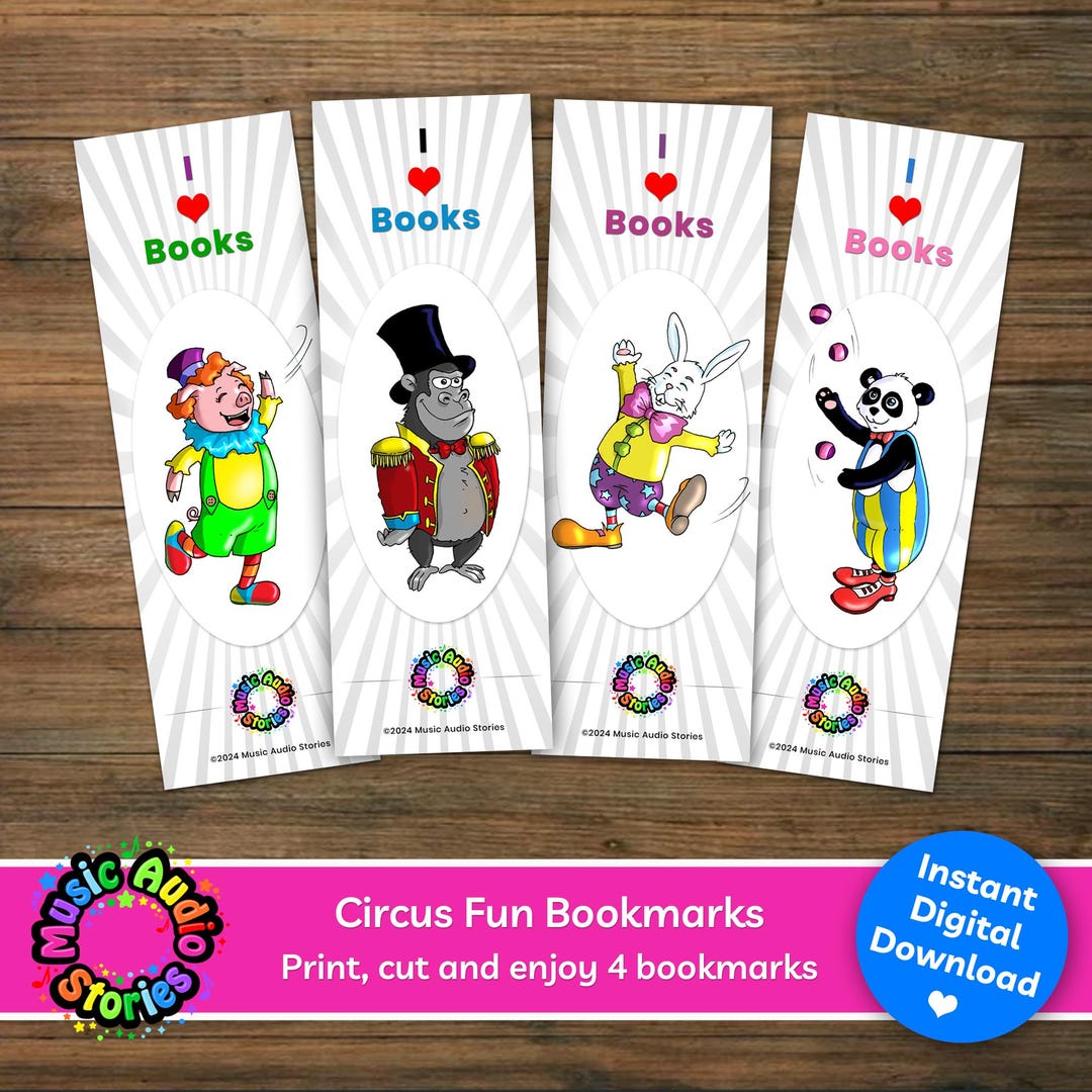 Circus Fun Bookmarks: Printable Kids Bookmark Set (digital Download) - Etsy