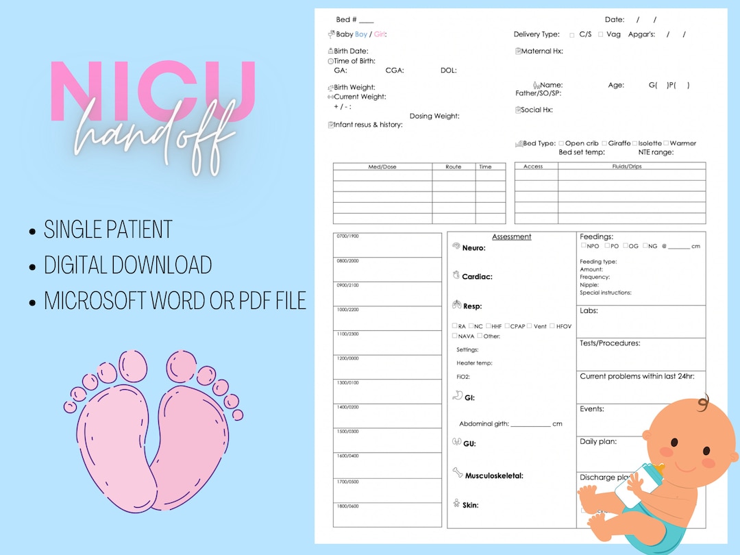NICU Handoff/report Sheet - Etsy