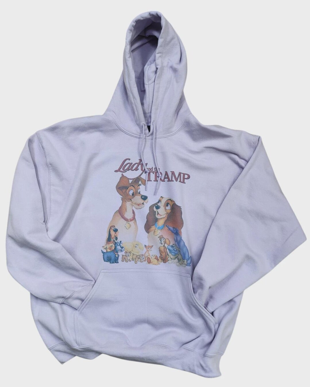 Disney Lady and the Tramp Ash Gray Color Graphic Hoodie Sweatshirt Soft ...