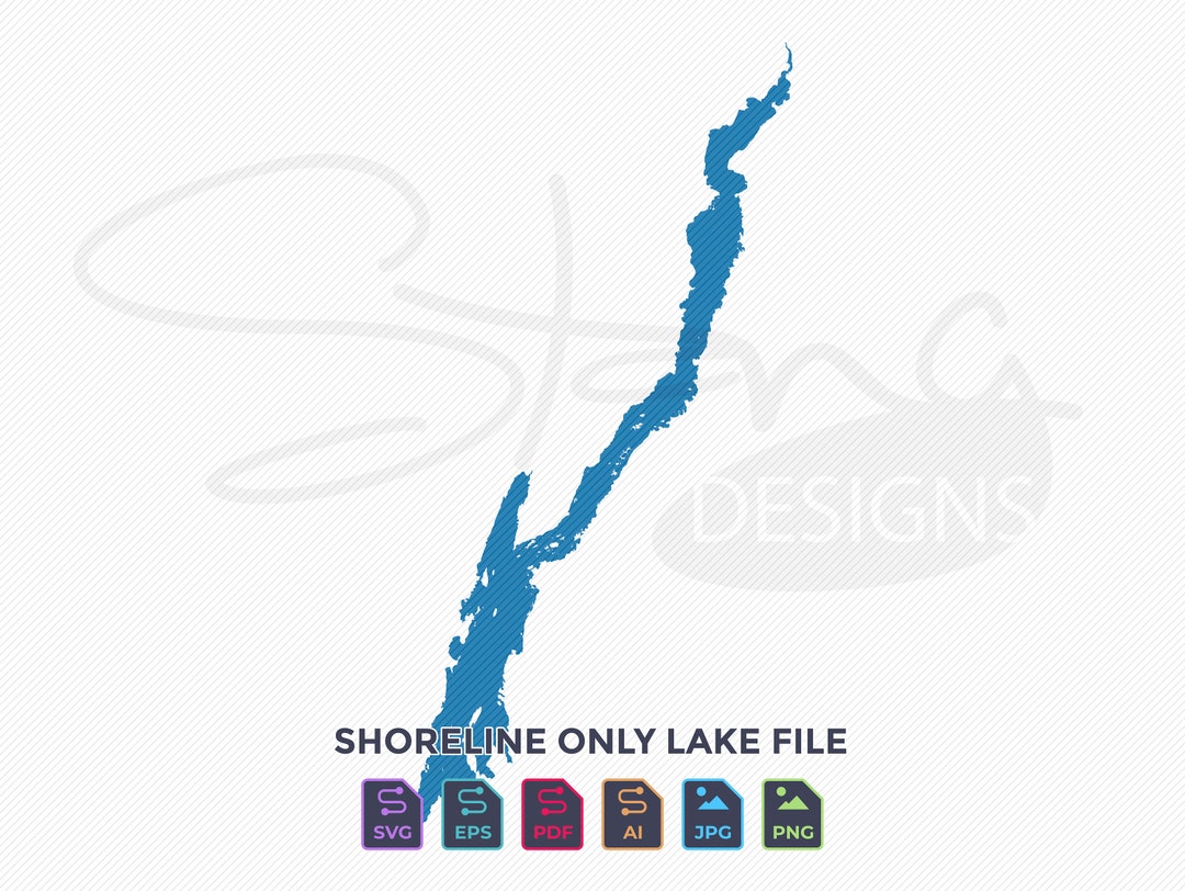 Lake George NY Shoreline Only Map | Single Layer | Svg Pdf Ai Eps Png ...