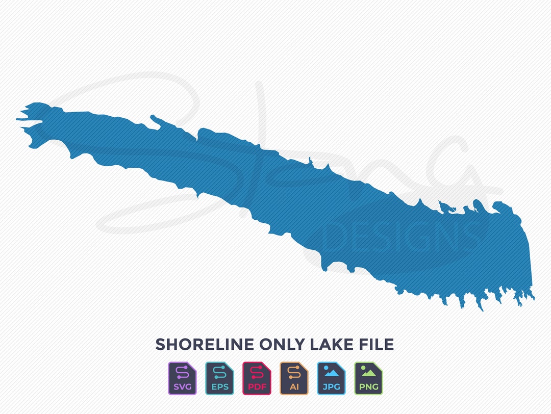Lake Mcconaughy NE Shoreline Only Map | Single Layer | Svg Pdf Ai Eps ...