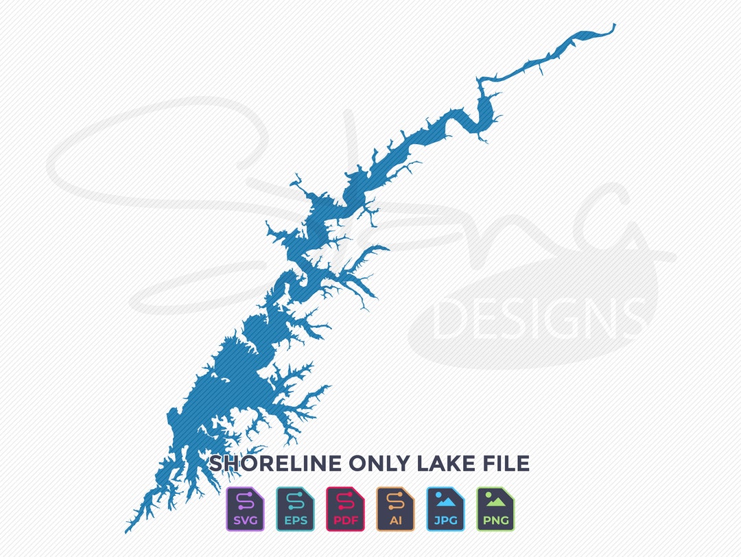 South Holston Lake TN VA Shoreline Only Map | Single Layer | Svg Pdf Ai ...