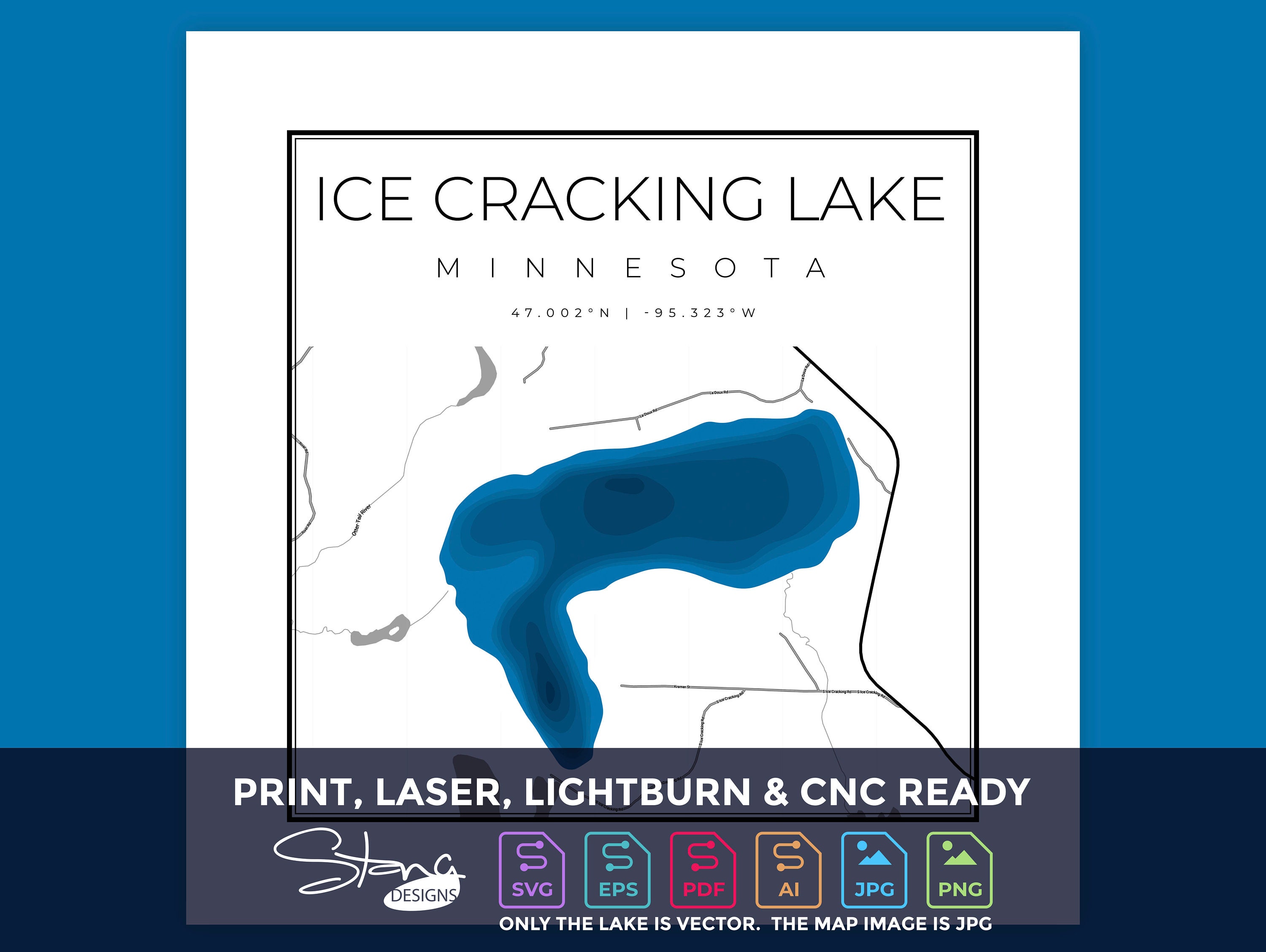 Ice Cracking Lake MN Topographical Map Print Ready Wall - Etsy