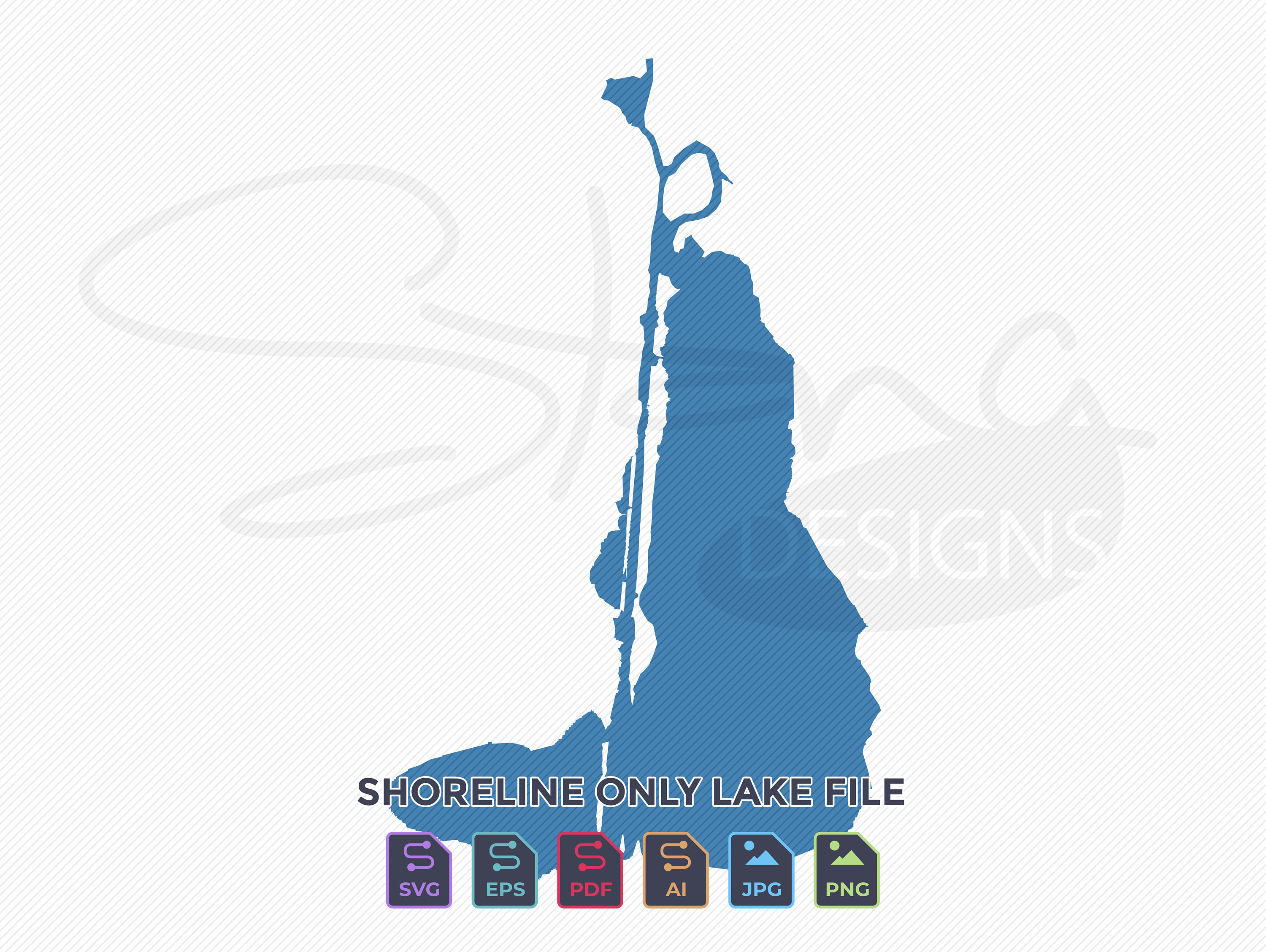 Calcasieu Lake LA SHORELINE Shoreline Only Map | Single Layer | Svg Pdf ...