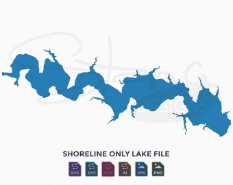 Lake Wateree SC Shoreline Only Map Single Layer Svg Pdf Ai - Etsy
