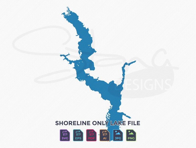 Lake Erling AR Shoreline Only Map | Single Layer | Svg Pdf Ai Eps Png ...
