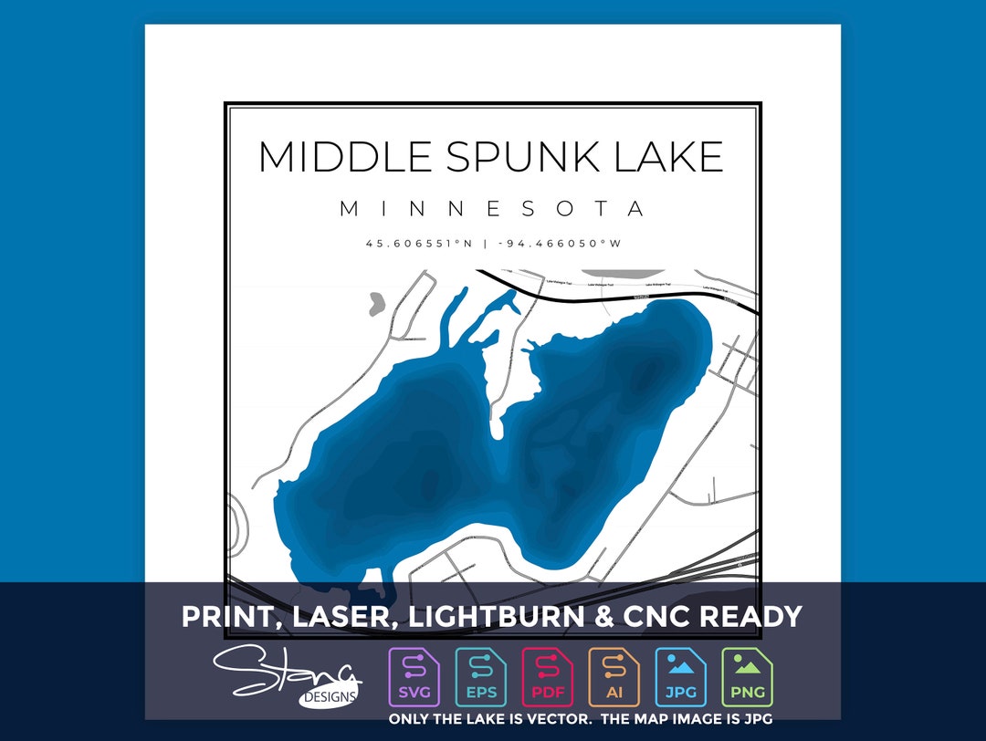 Middle Spunk Lake MN Topographical Map | Print Ready Wall Decor ...