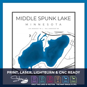 Middle Spunk Lake MN Topographical Map | Print Ready Wall Decor ...