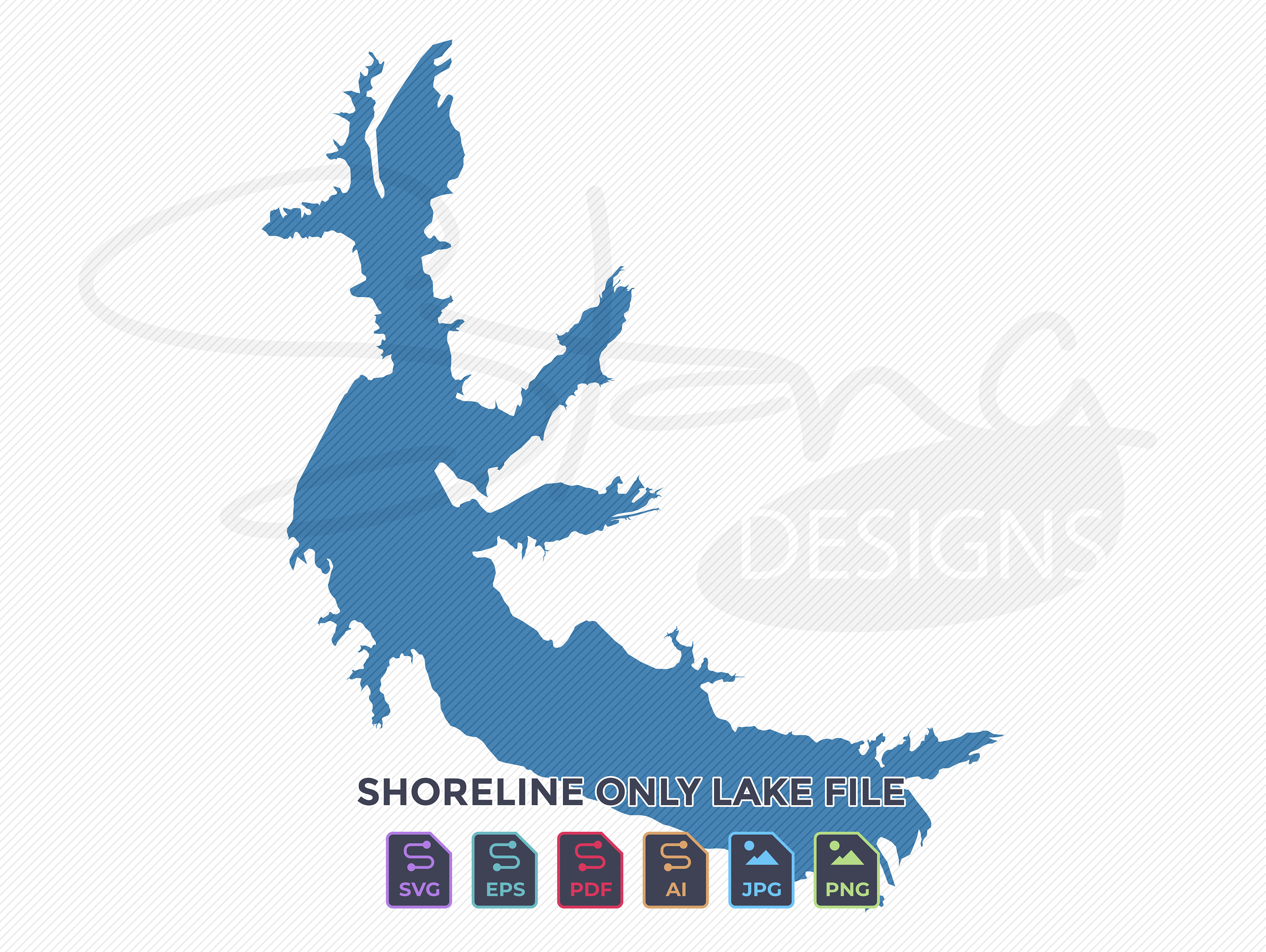 Arkabutla Lake MS Shoreline Only Map | Single Layer | Svg Pdf Ai Eps ...