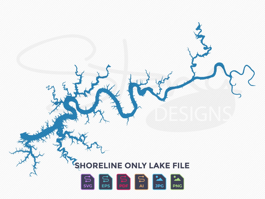 Lake Cumberland KY Shoreline Only Map | Single Layer | Svg Pdf Ai Eps ...
