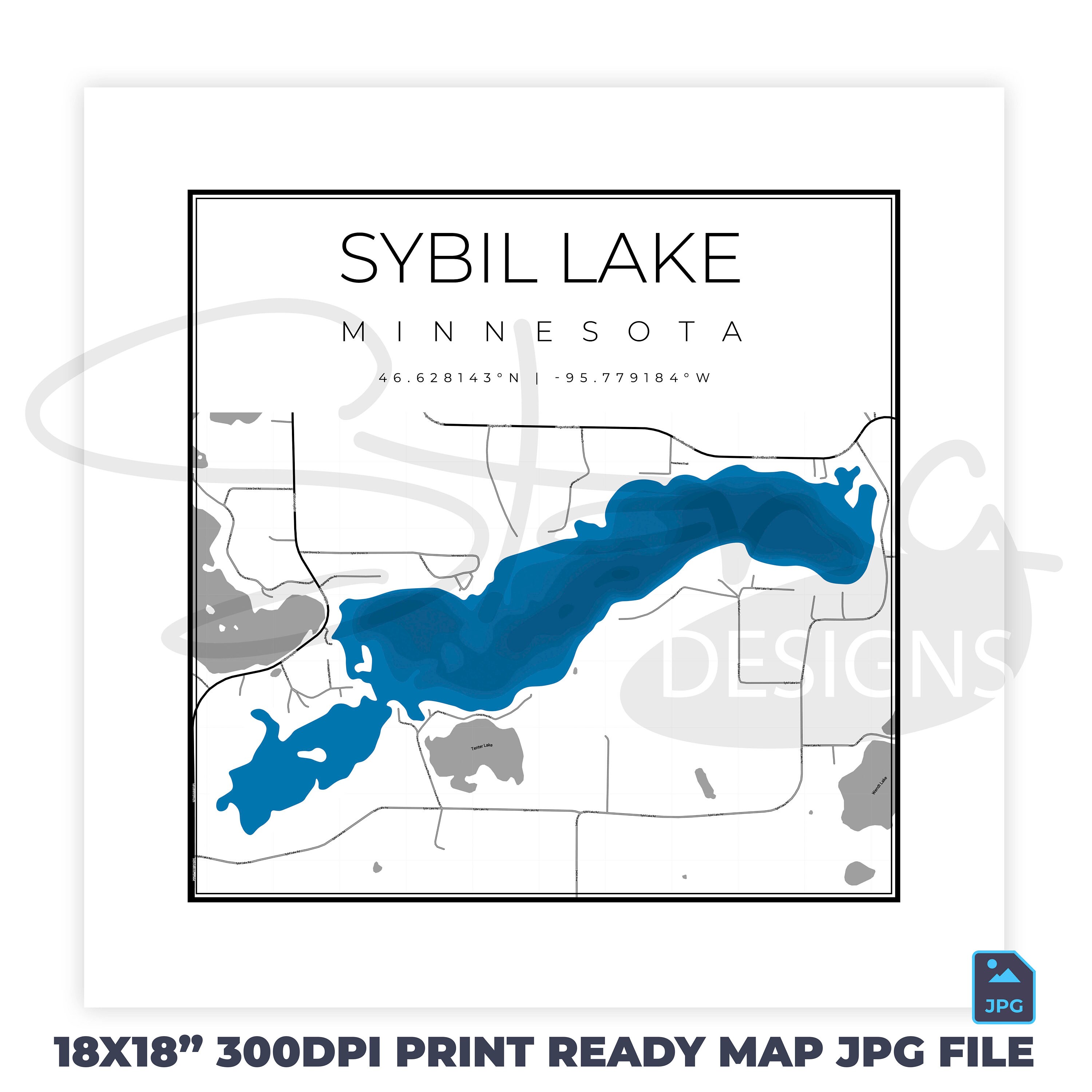 Lake Sybil MN Topographical Map Print Ready Wall Decor Multiple Layers ...