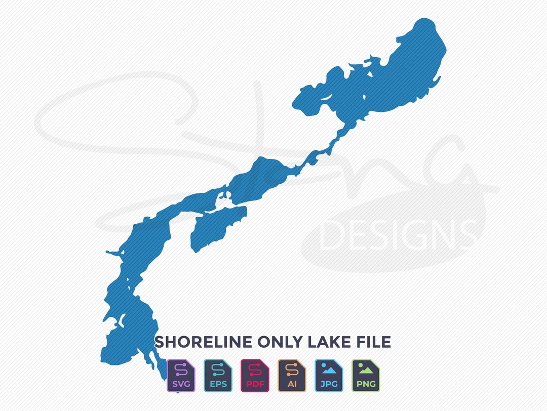 Island Chain of Lakes Shoreline Only Map | Single Layer | Svg Pdf Ai ...