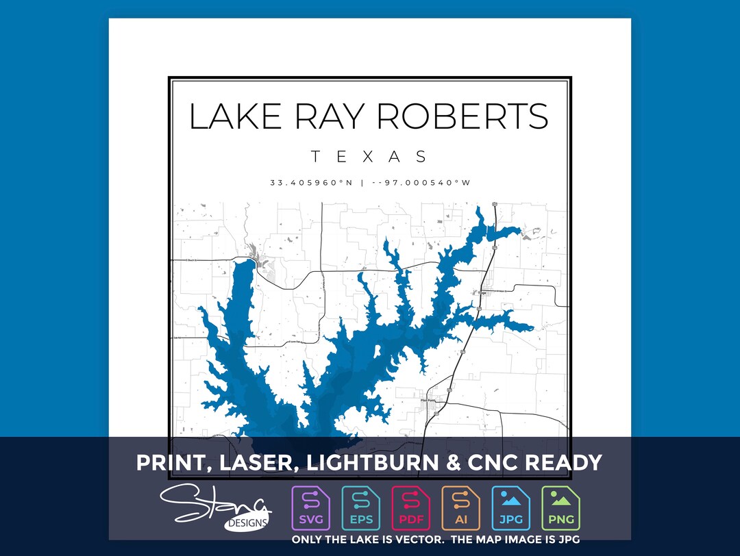 Lake Roy Roberts TX Topographical Map | Print Ready Wall Decor ...