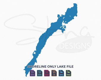Hubbard Lake MI Shoreline Only Map Single Layer Svg Pdf Ai - Etsy
