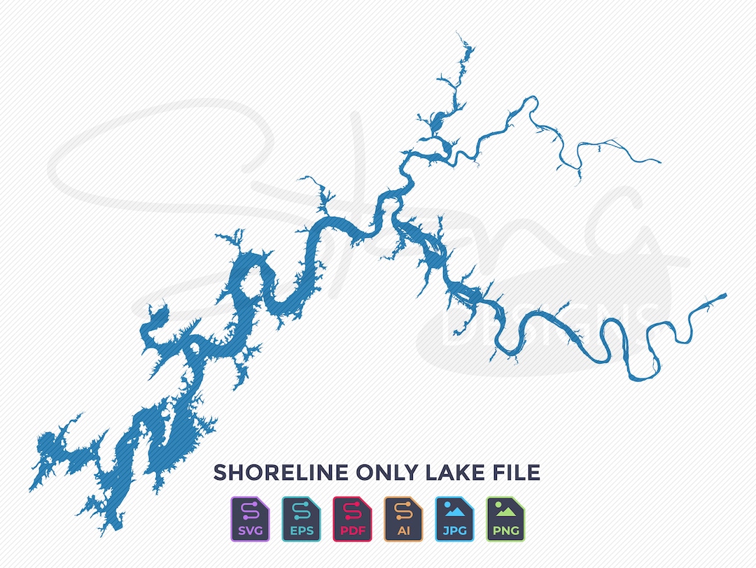 Watts Bar Lake TN Shoreline Only Map | Single Layer | Svg Pdf Ai Eps ...
