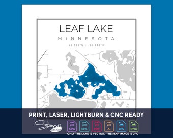 Leaf Lake Map Mn - Etsy