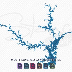 Lake Hartwell GA SC Topographical Map | Print Ready Wall Decor ...