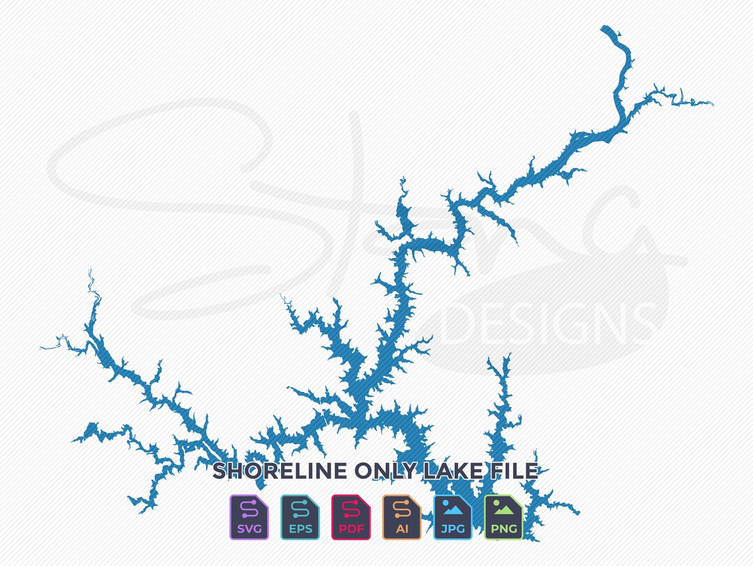 Lake Sinclair GA Shoreline Only Map | Single Layer | Svg Pdf Ai Eps Png ...
