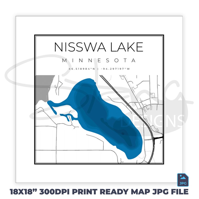 Nisswa Lake MN Topographical Map | Print Ready Wall Decor | Multiple ...