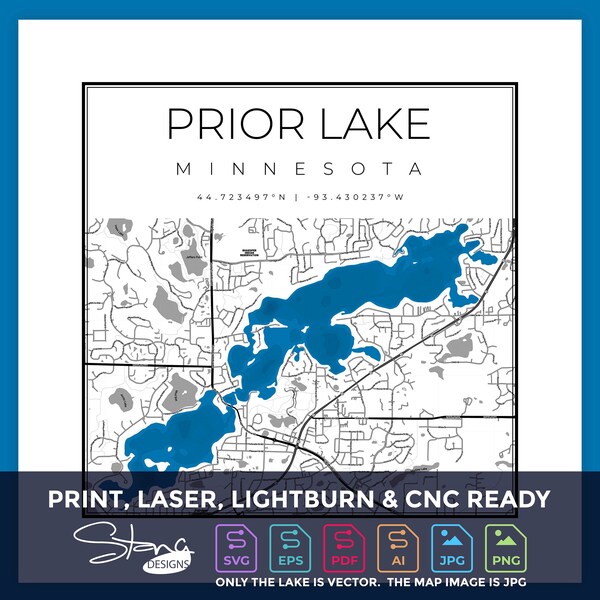 Topographic Map of Prior Lake Mn - Etsy