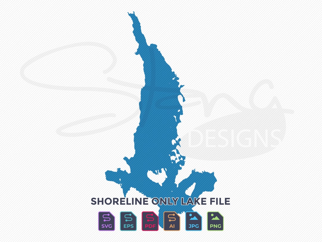 Jackson Lake WY Shoreline Only Map | Single Layer | Svg Pdf Ai Eps Png ...