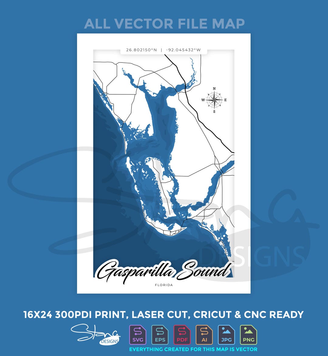 Ft. Meyers - Gasparilla Sound | 3 Topographical Map Sizes | Multiple ...
