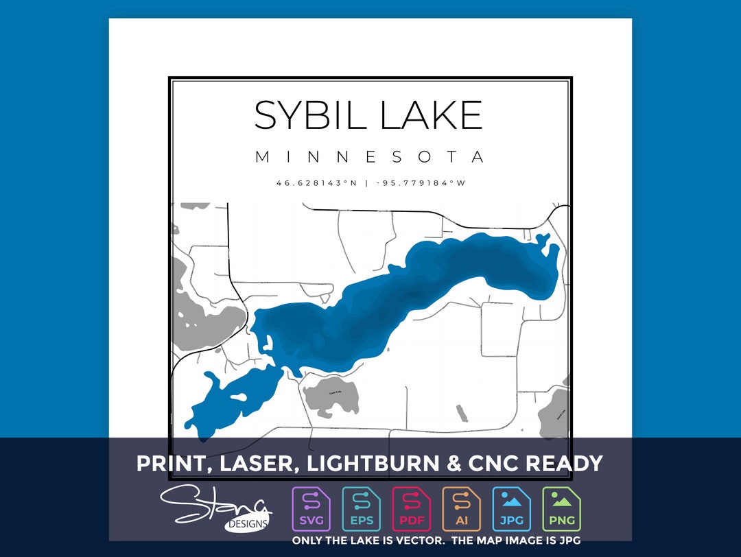 Lake Sybil MN Topographical Map | Print Ready Wall Decor | Multiple ...