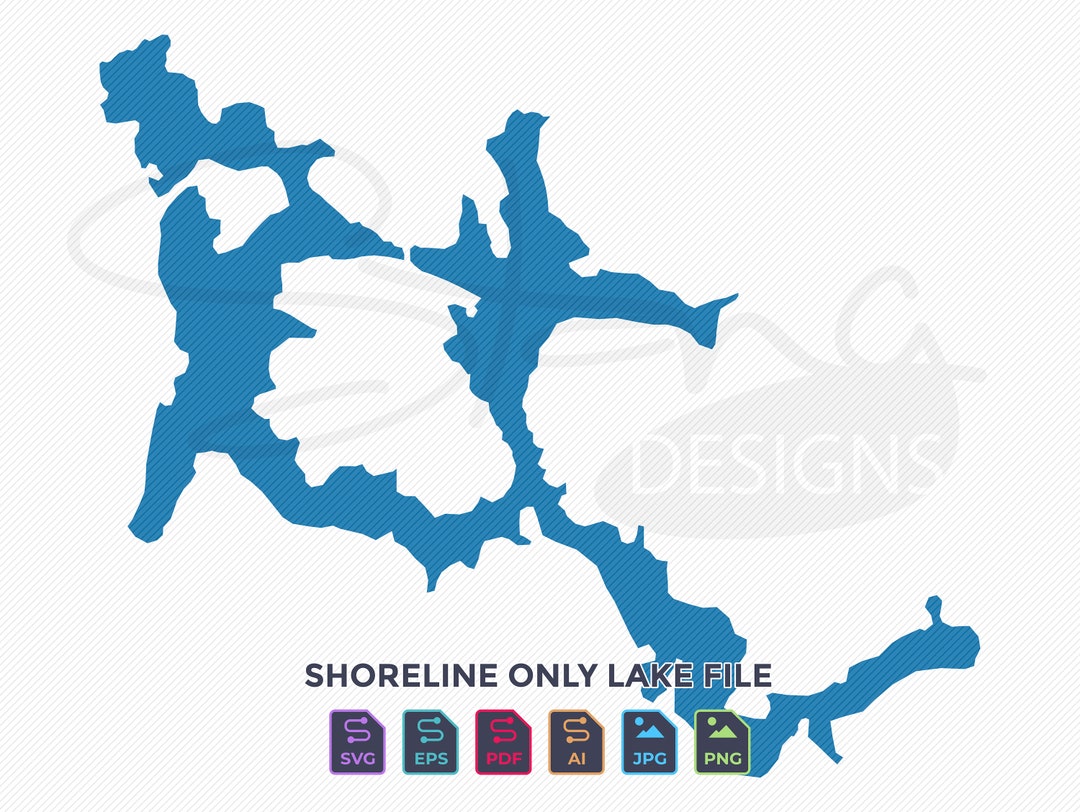 Nicasio Reservoir CA Shoreline Only Map | Single Layer | Svg Pdf Ai Eps ...