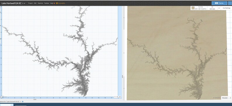 Lake Hartwell GA SC Topographical Map | Print Ready Wall Decor ...