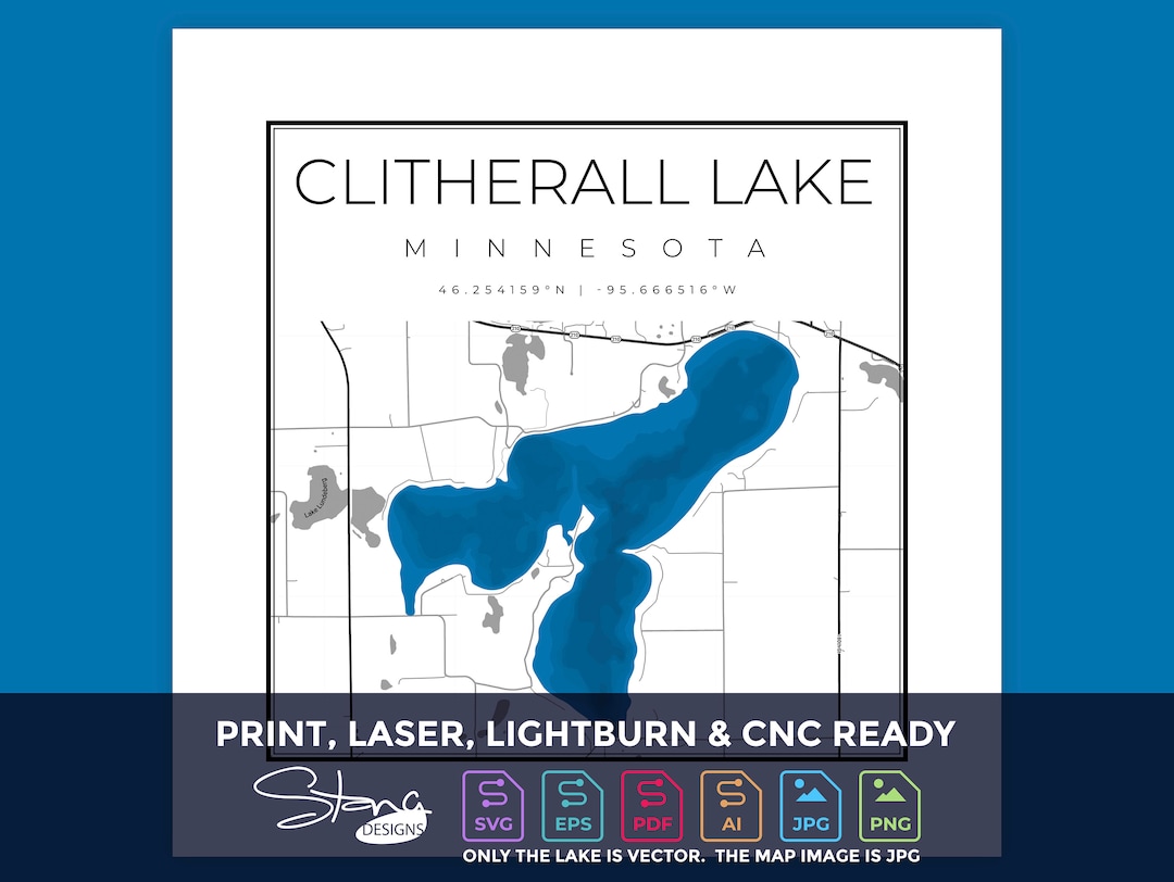Clitherall Lake MN Topographical Map | Print Ready Wall Decor ...