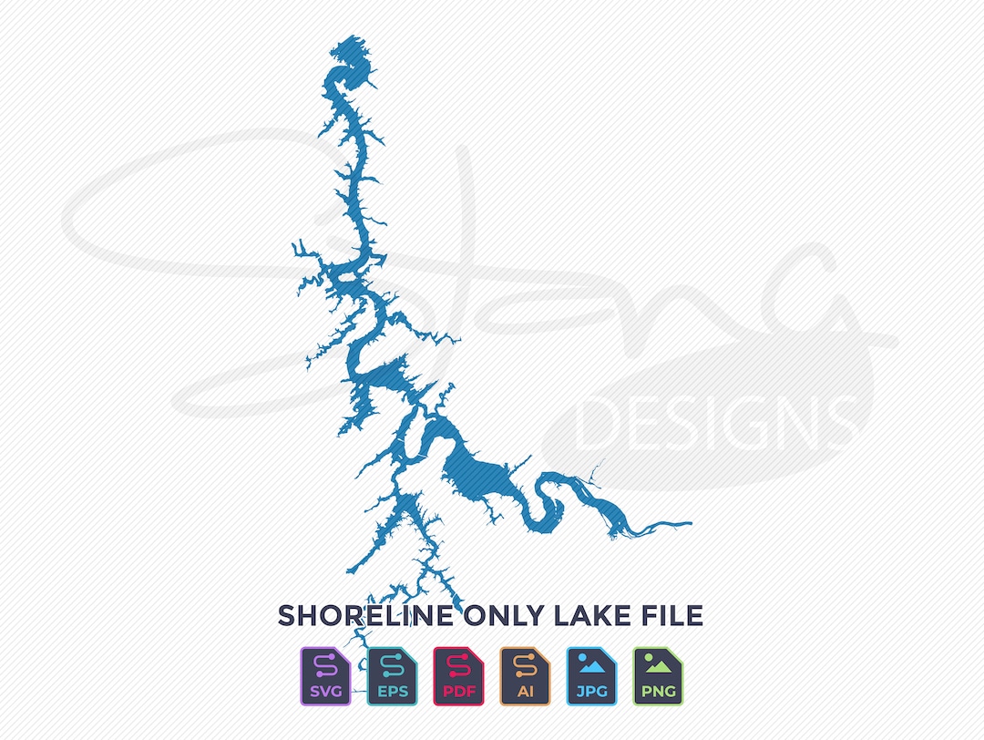 Tellico Reservoir TN Shoreline Only Map Single Layer Svg Pdf Ai Eps Png ...