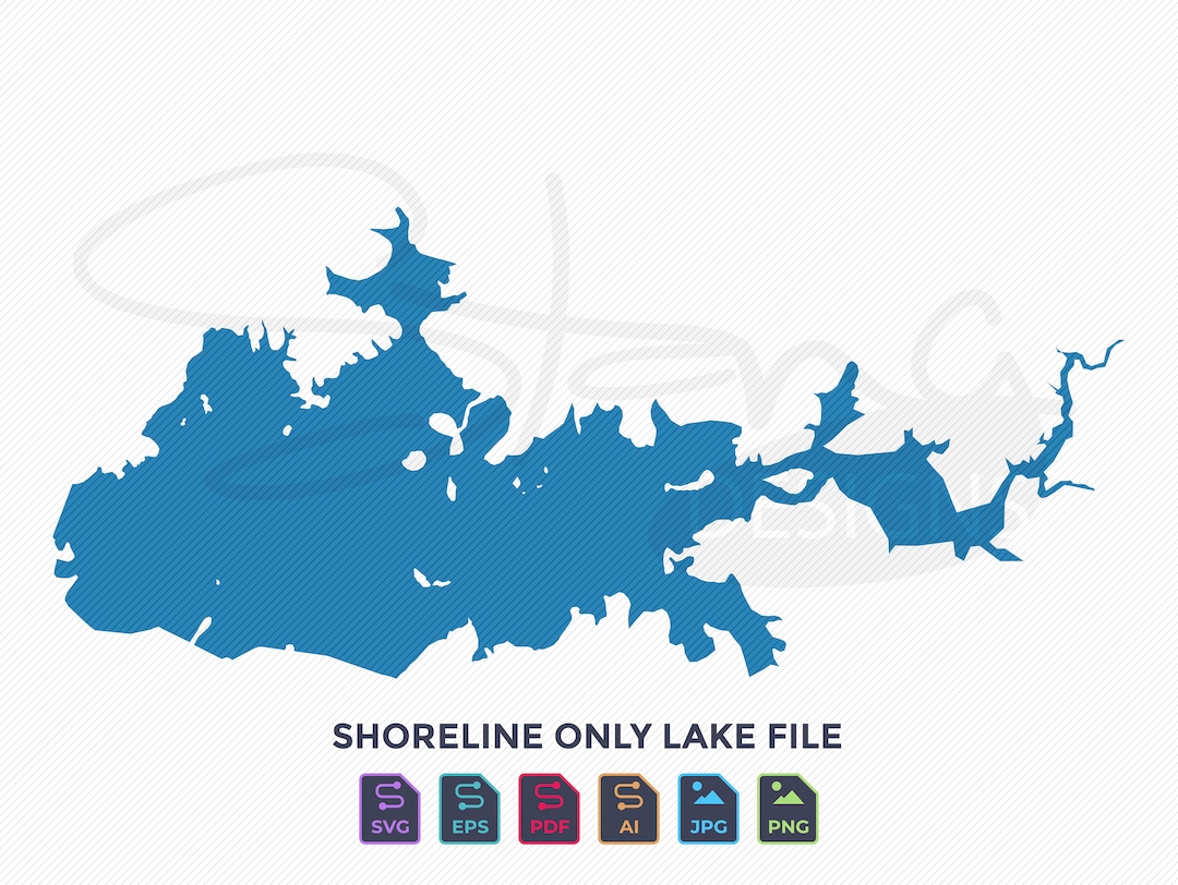 Camanche Reservoir CA Shoreline Only Map | Single Layer | Svg Pdf Ai ...