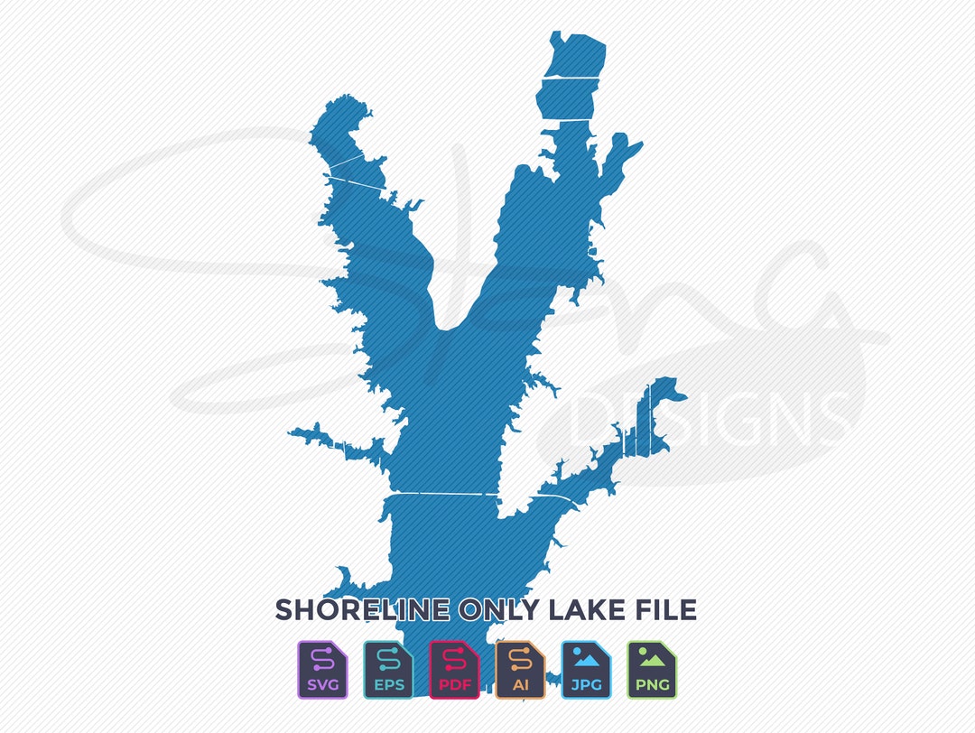 Rend Lake IL Shoreline Only Map | Single Layer | Svg Pdf Ai Eps Png Jpg ...