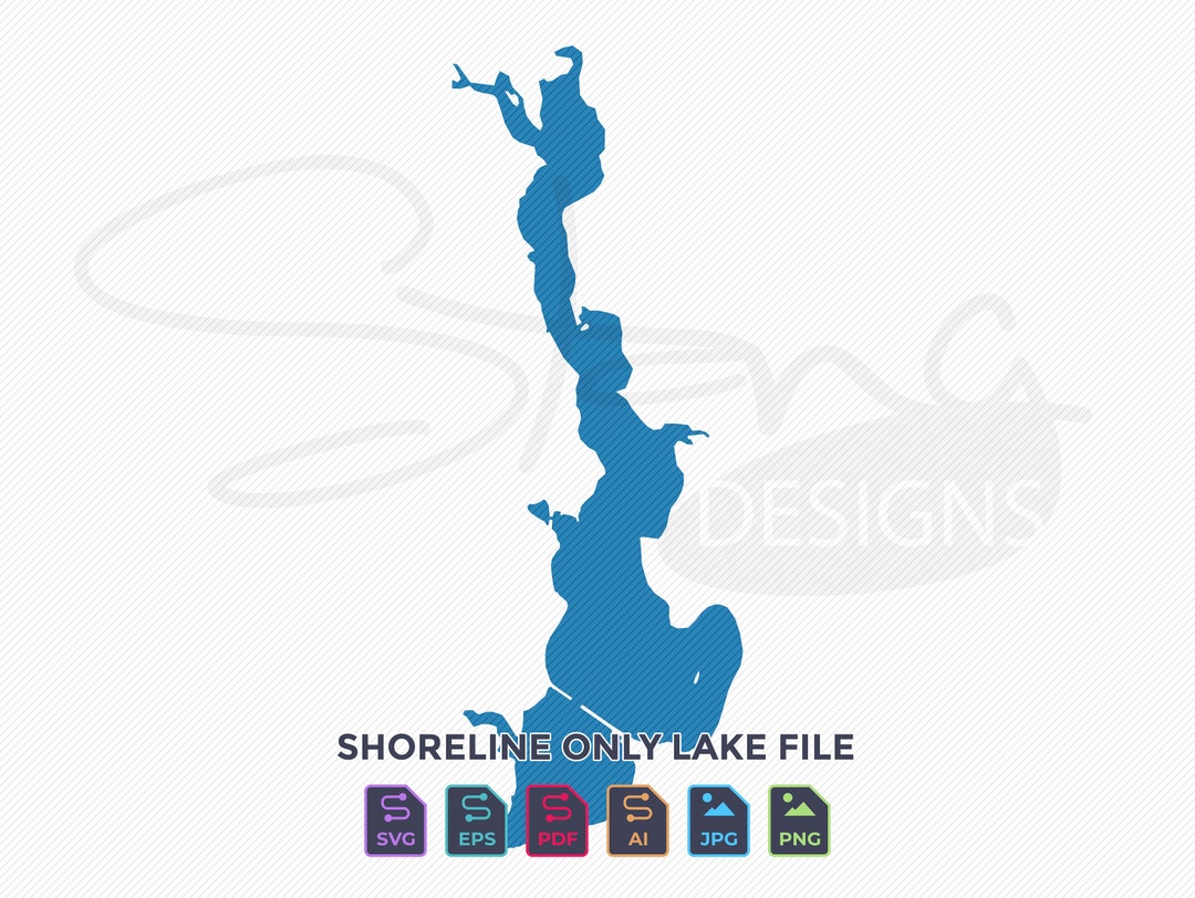 Lake Vermilion IL Shoreline Only Map | Single Layer | Svg Pdf Ai Eps ...