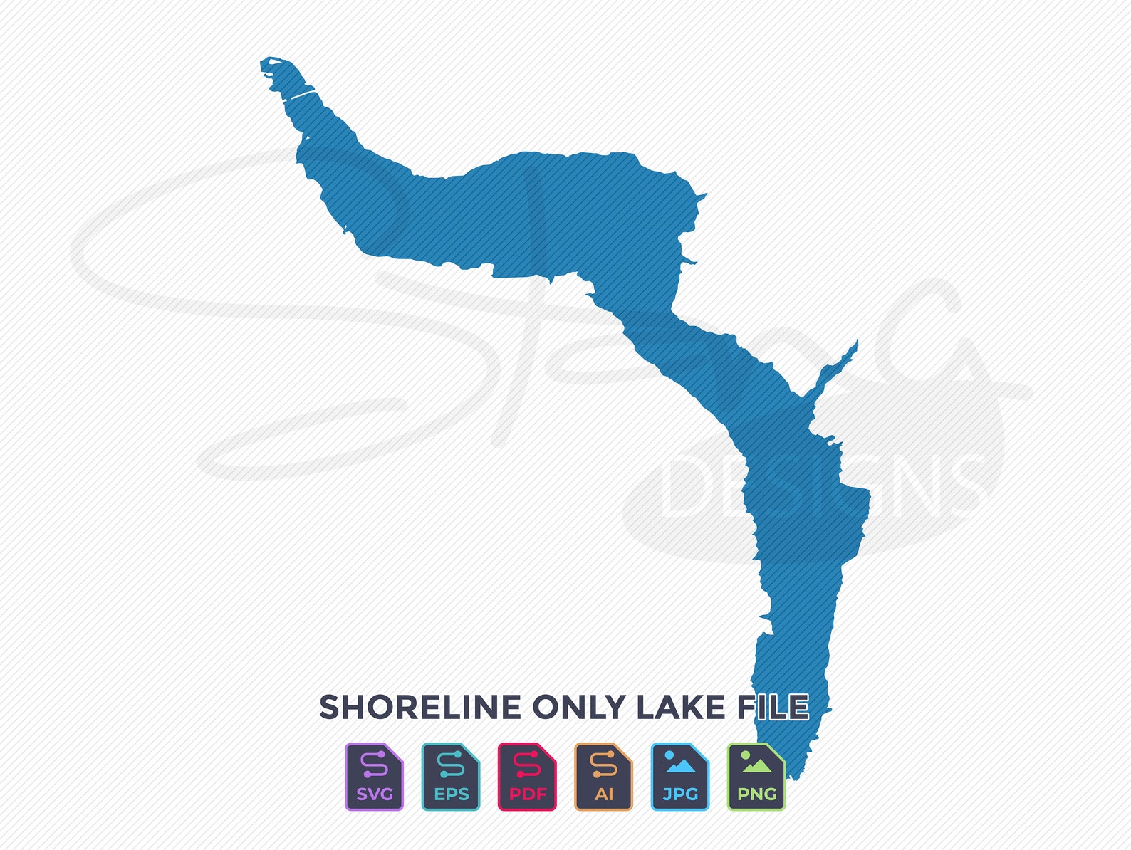 Lake Cushman WA Shoreline Only Map | Single Layer | Svg Pdf Ai Eps Png ...