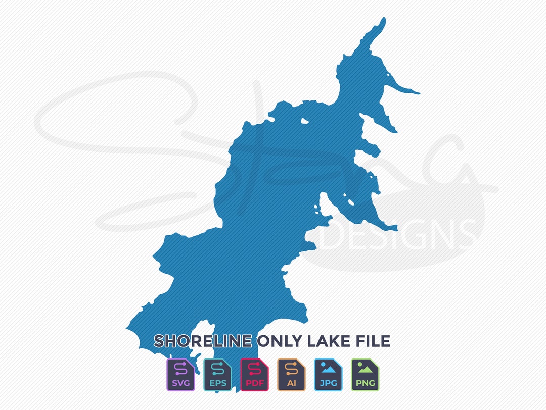 Lake Spaulding CA Shoreline Only Map | Single Layer | Svg Pdf Ai Eps ...