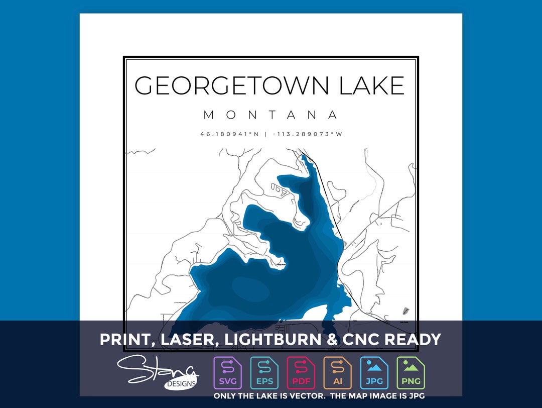 Georgetown Lake MT Topographical Map | Print Ready Wall Decor ...