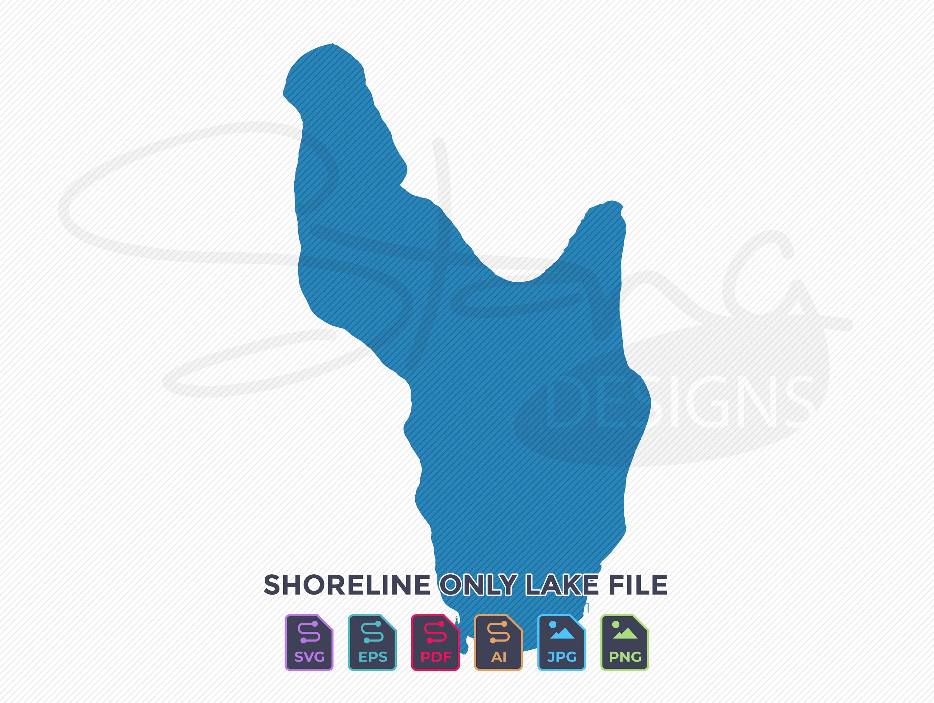 Hubbard Lake MI Shoreline Only Map | Single Layer | Svg Pdf Ai Eps Png ...
