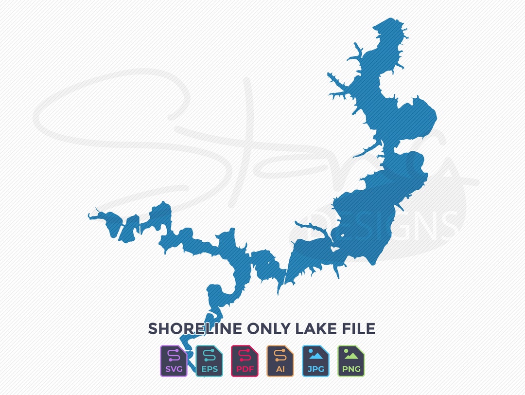 Lake Springfield IL Shoreline Only Map | Single Layer | Svg Pdf Ai Eps ...