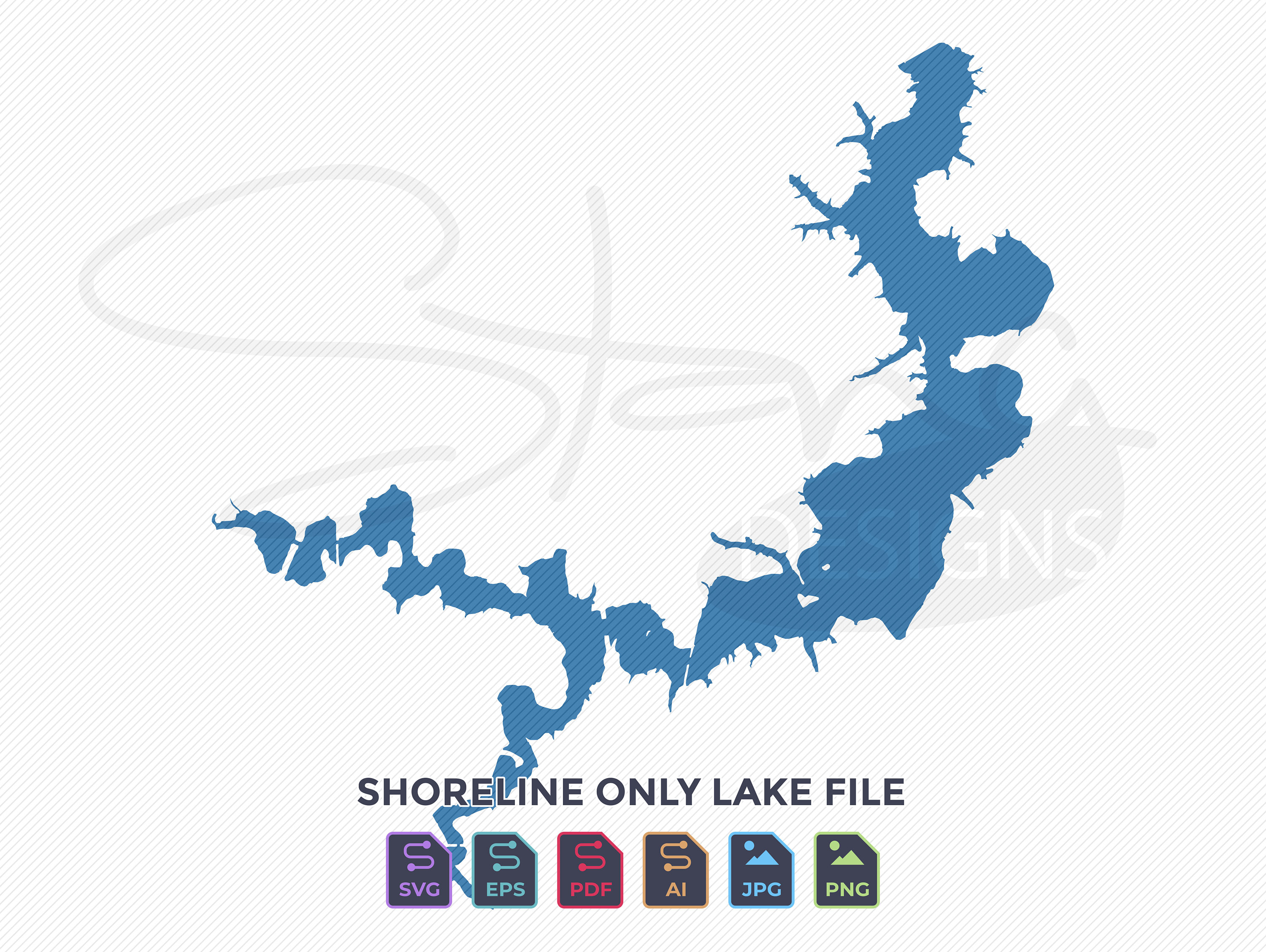 Lake Springfield IL Shoreline Only Map | Single Layer | Svg Pdf Ai Eps ...