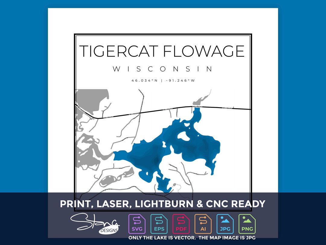 Tigercat Foliage WI Topographical Map | Print Ready Wall Decor ...