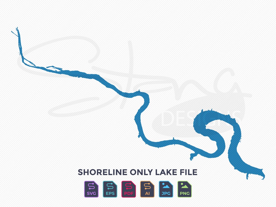 Lake Sharpe SD Shoreline Only Map | Single Layer | Svg Pdf Ai Eps Png ...