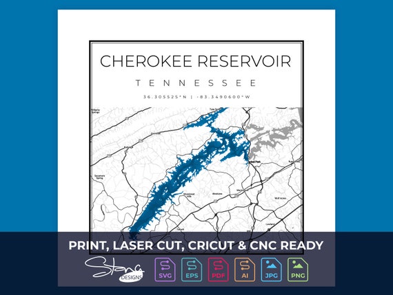 Cherokee Reservoir TN Topographical Map Print Ready Wall | Etsy
