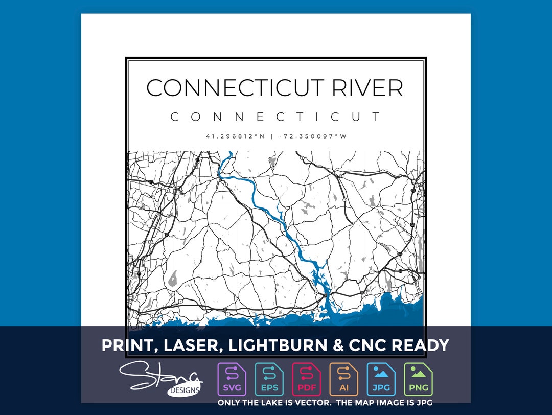 Connecticut River CT Topographical Map | Print Ready Wall Decor ...