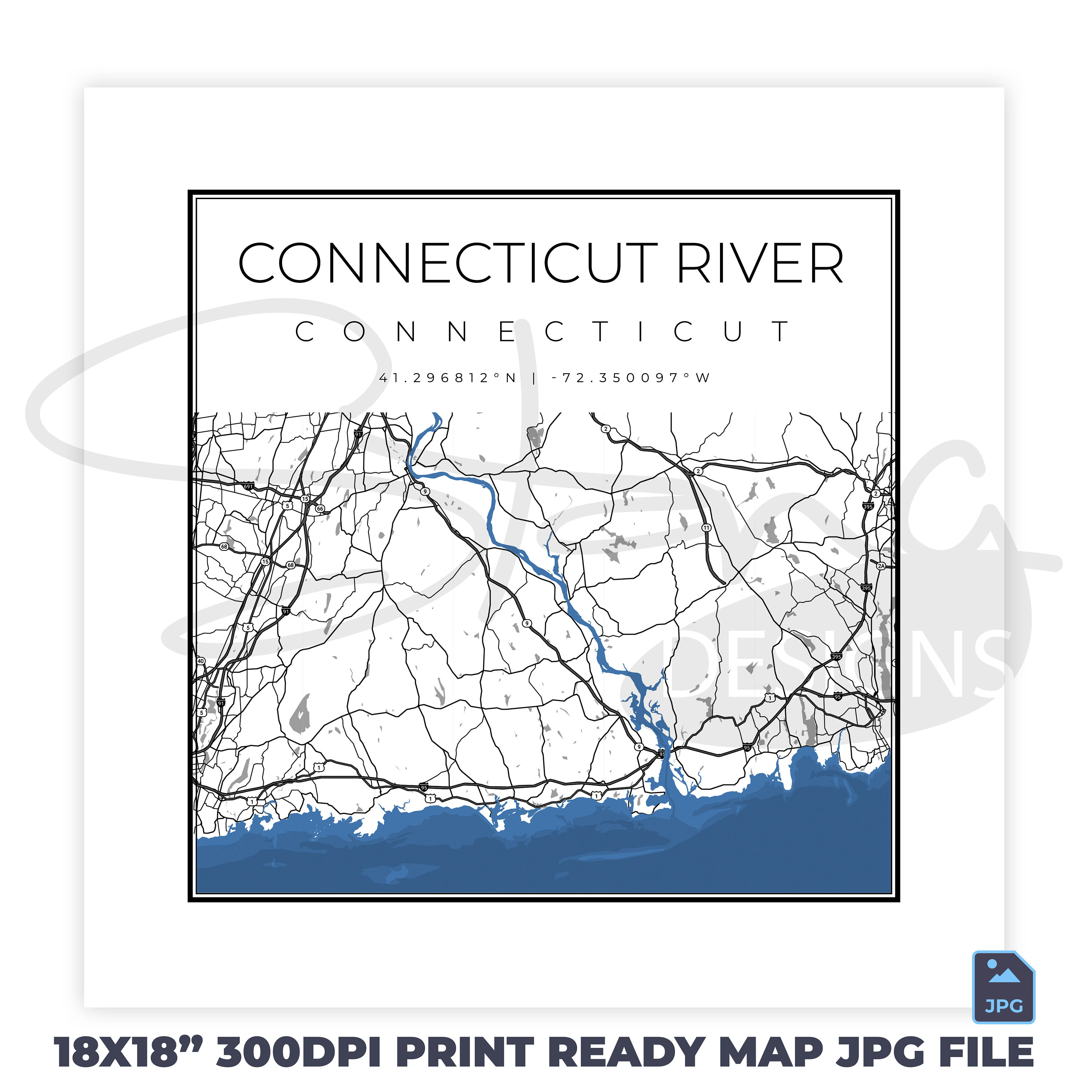 Connecticut River CT Topographical Map Print Ready Wall - Etsy