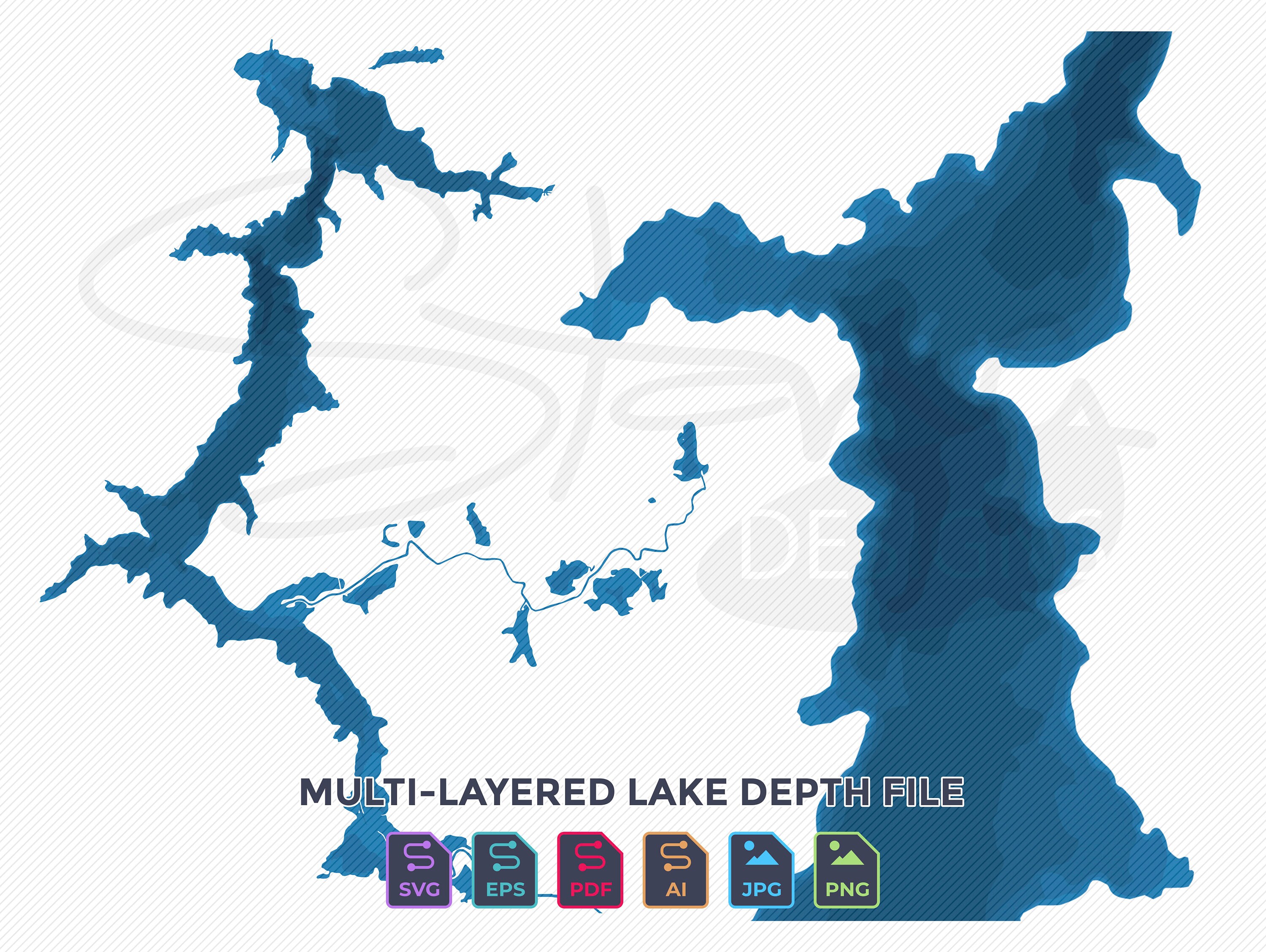 Lake Coeur D’alene ID Topographical Map | Print Ready Wall Decor ...