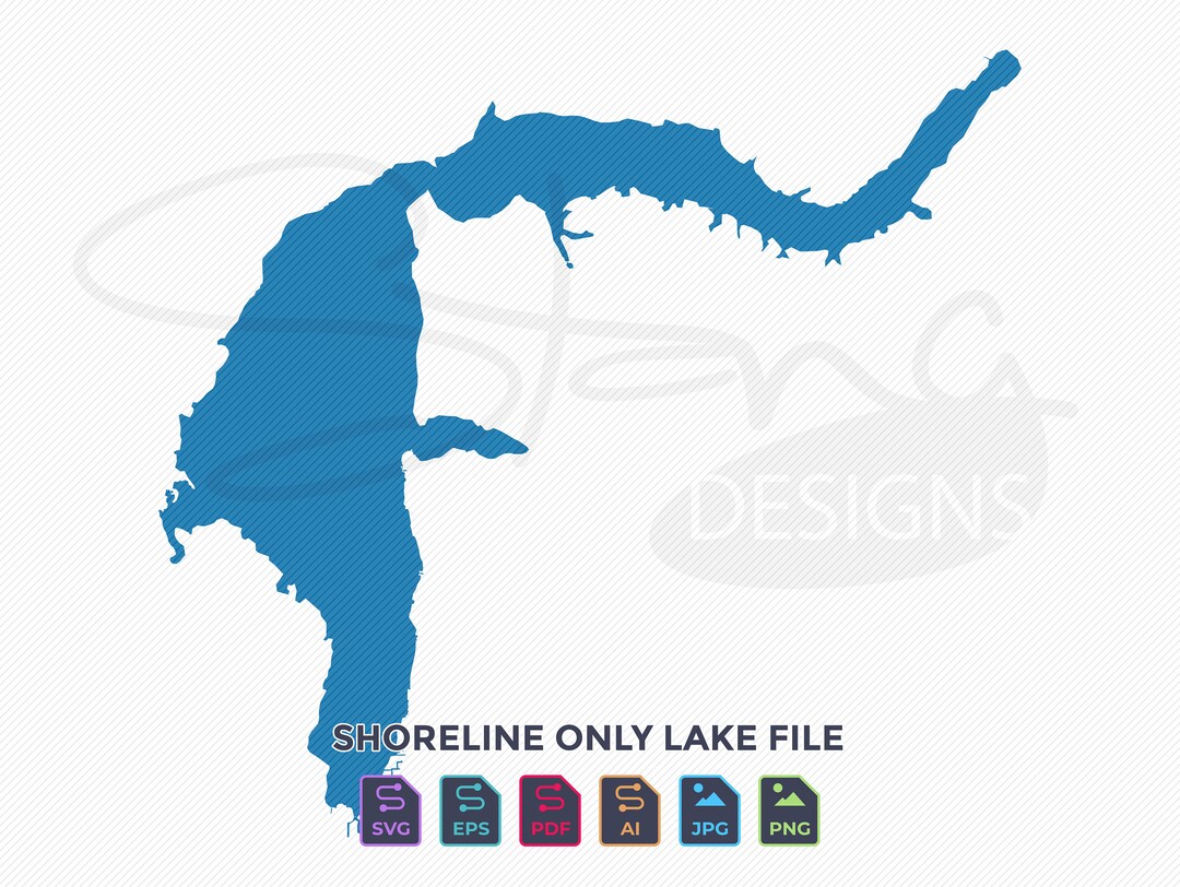 Hamlin Lake MI Shoreline Only Map | Single Layer | Svg Pdf Ai Eps Png ...