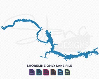 Norfork Lake AR Shoreline Only Map Single Layer Svg Pdf Ai - Etsy